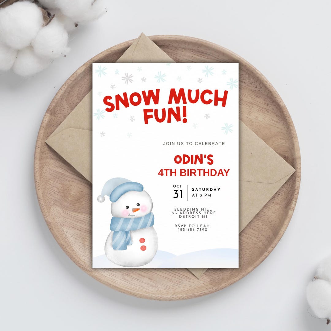 Snow Much Fun Birthday Invitation Template, Kid's Birthday, Winter ...