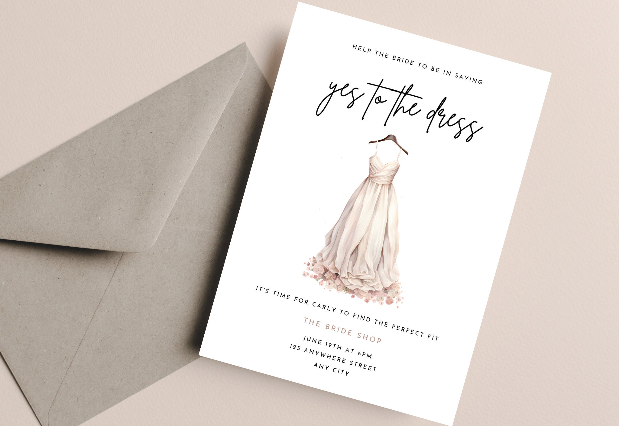 Editable Wedding Dress Shopping Invitation, Yes to the Dress, Bridal ...