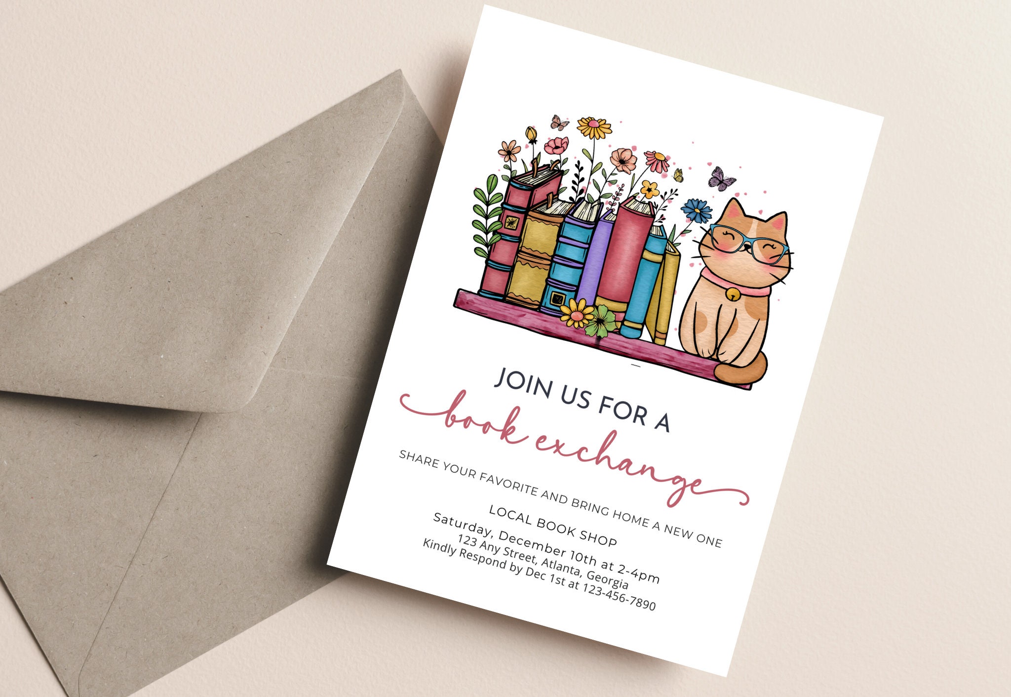 Book Exchange Invitation, Book Club, Book Store Flyer, Book Party ...