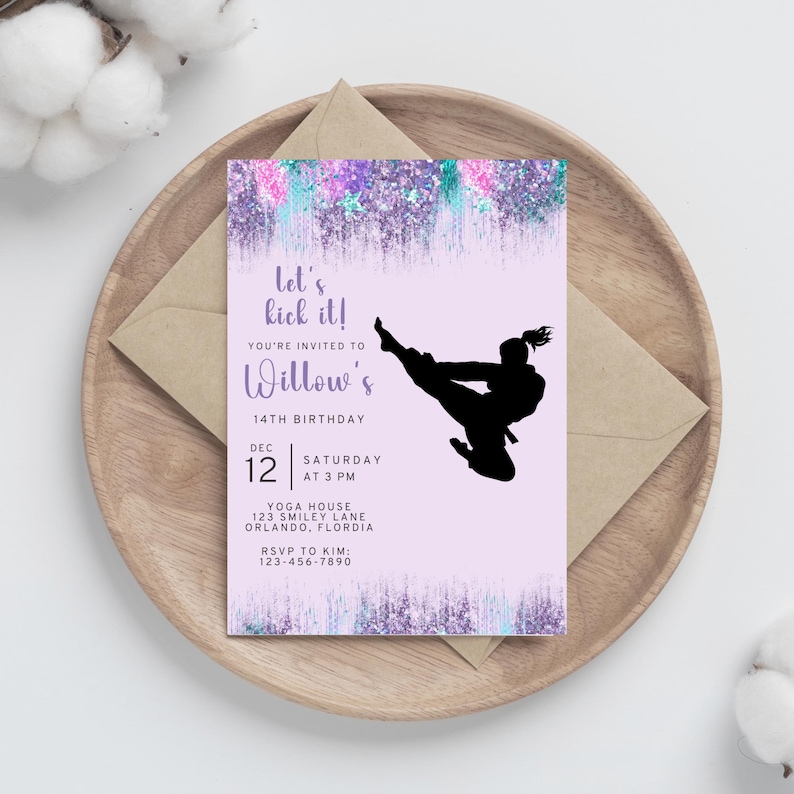 Invitación de cumpleaños de taekwondo, fiesta de cumpleaños de artes ...