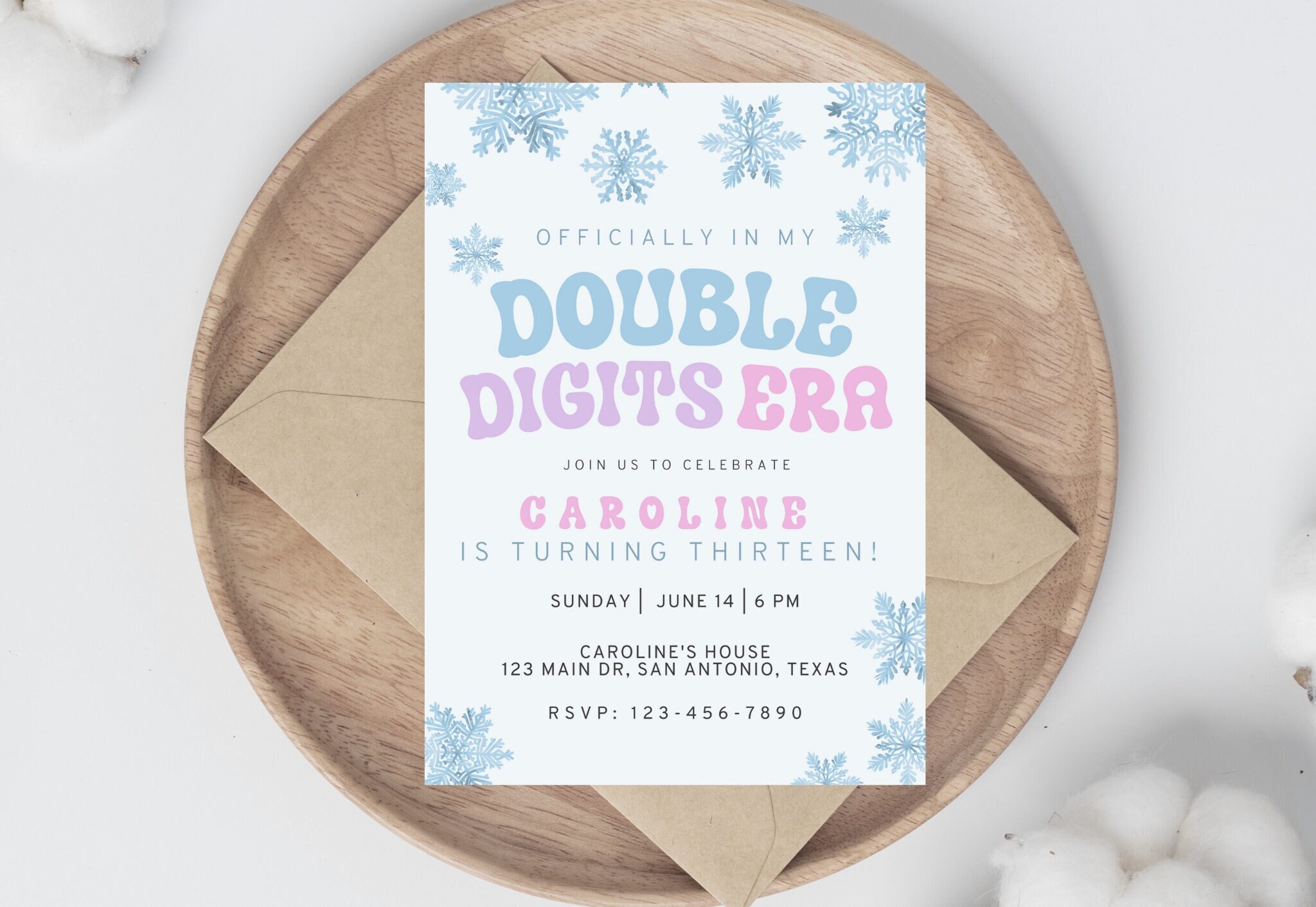 Girl's 10th Birthday Party Invitation, Double Digits Era, Trendy Invite ...