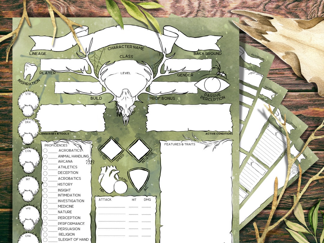 Character Sheet for DnD 5e: Decay Custom Character Sheet PDF - Etsy España
