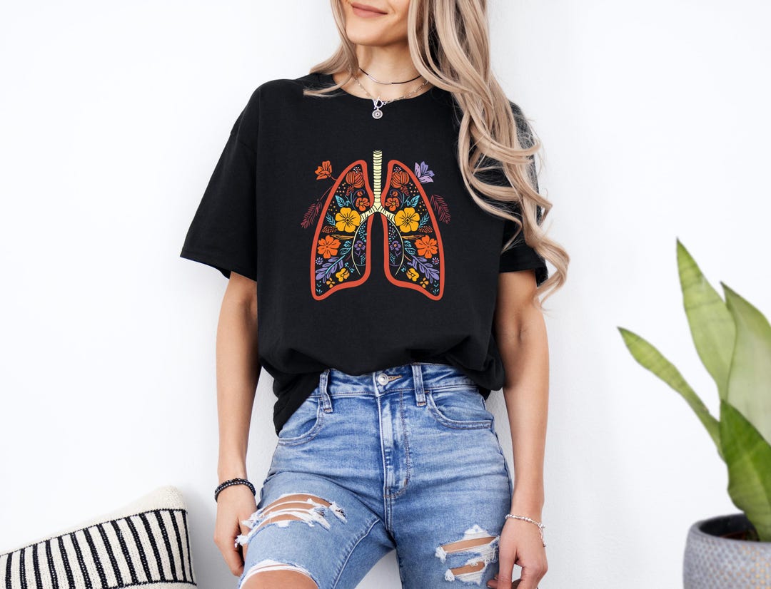 Floral Lungs Shirt, Anatomical Lungs Shirt, Therapist Shirt ...