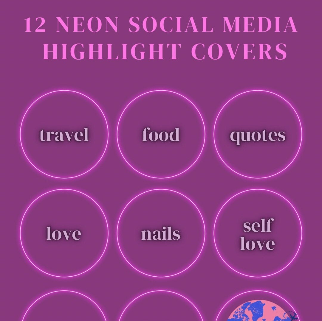 Pink Neon Instagram Highlight Covers - Etsy