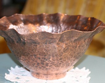 Handcrafted 8 Hammered Copper Bowl - Etsy