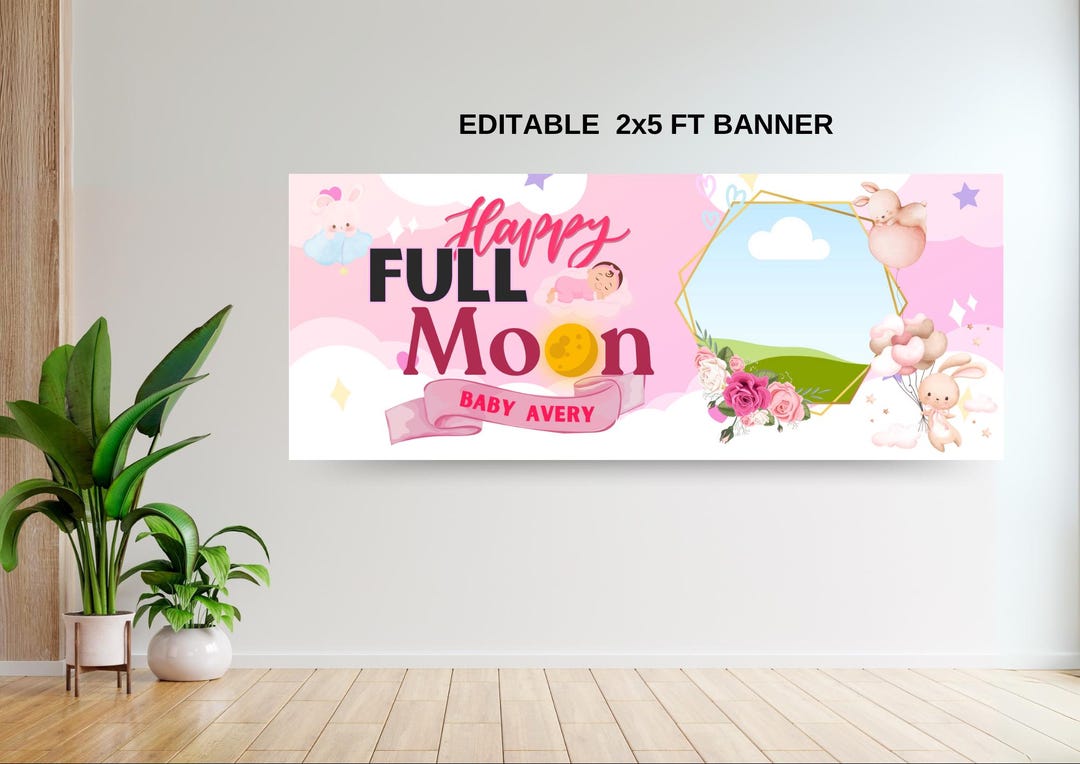 Editable Template 2x5 FT Banner - Full Moon Banner - Etsy