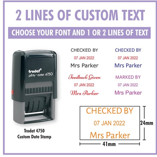 Personalized Name and Date Stamp Custom Teacher Date Stamps - Etsy