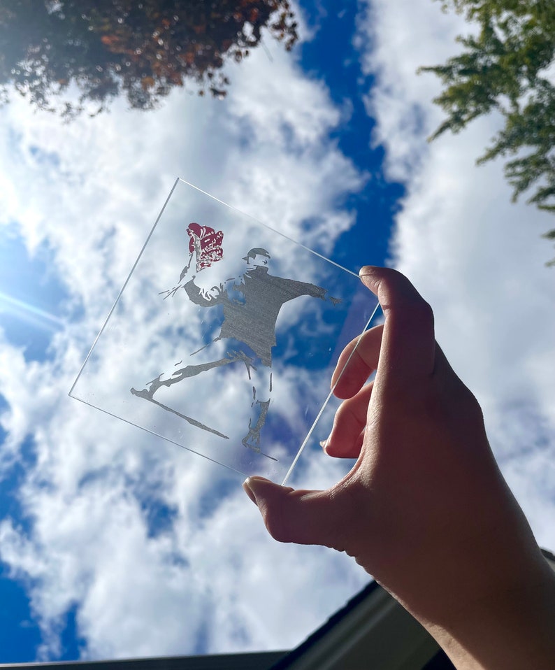 Glass Art of Banksy's Rage the Flower Thrower - Etsy