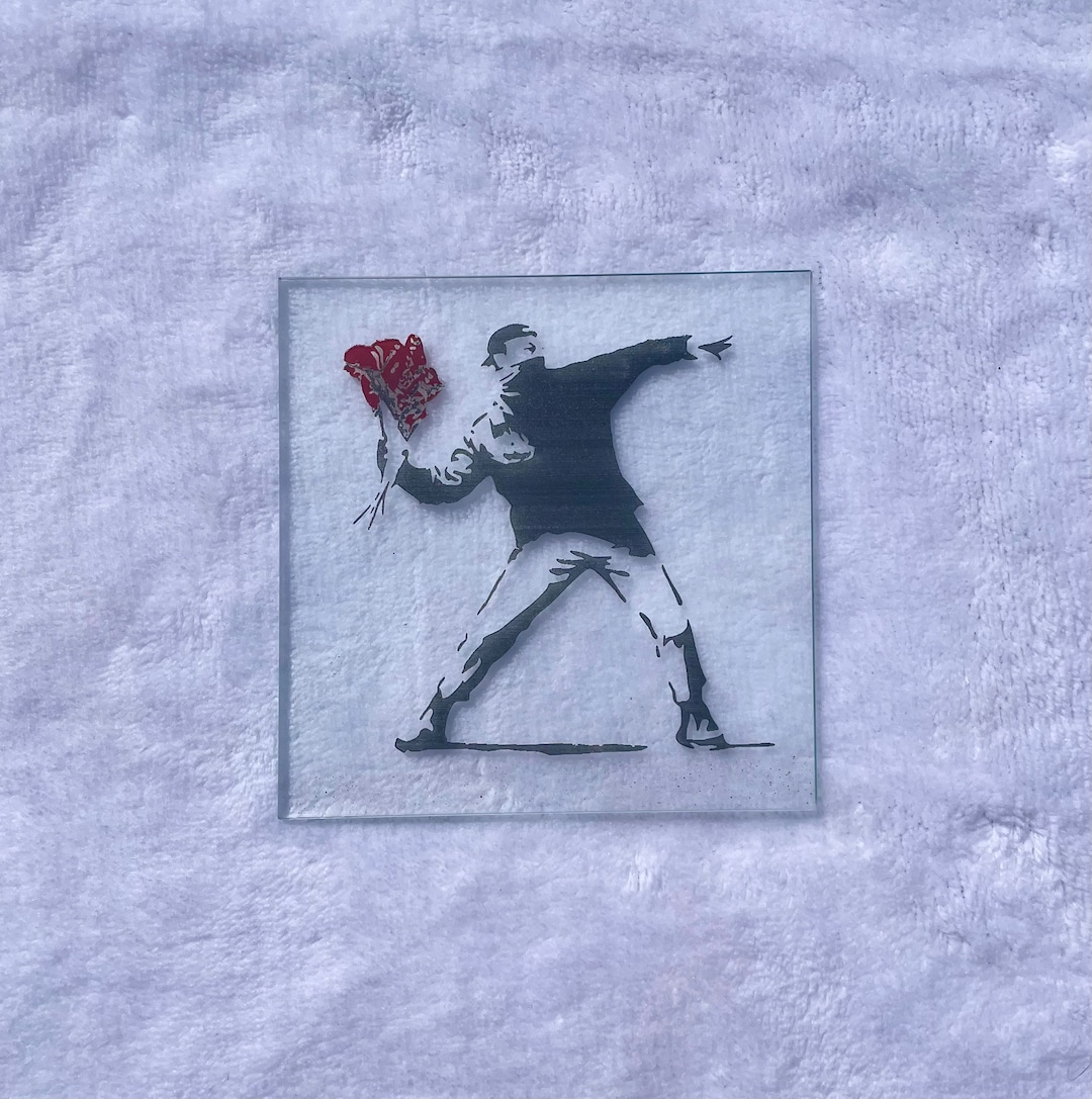 Glass Art of Banksy's Rage, the Flower Thrower - Etsy