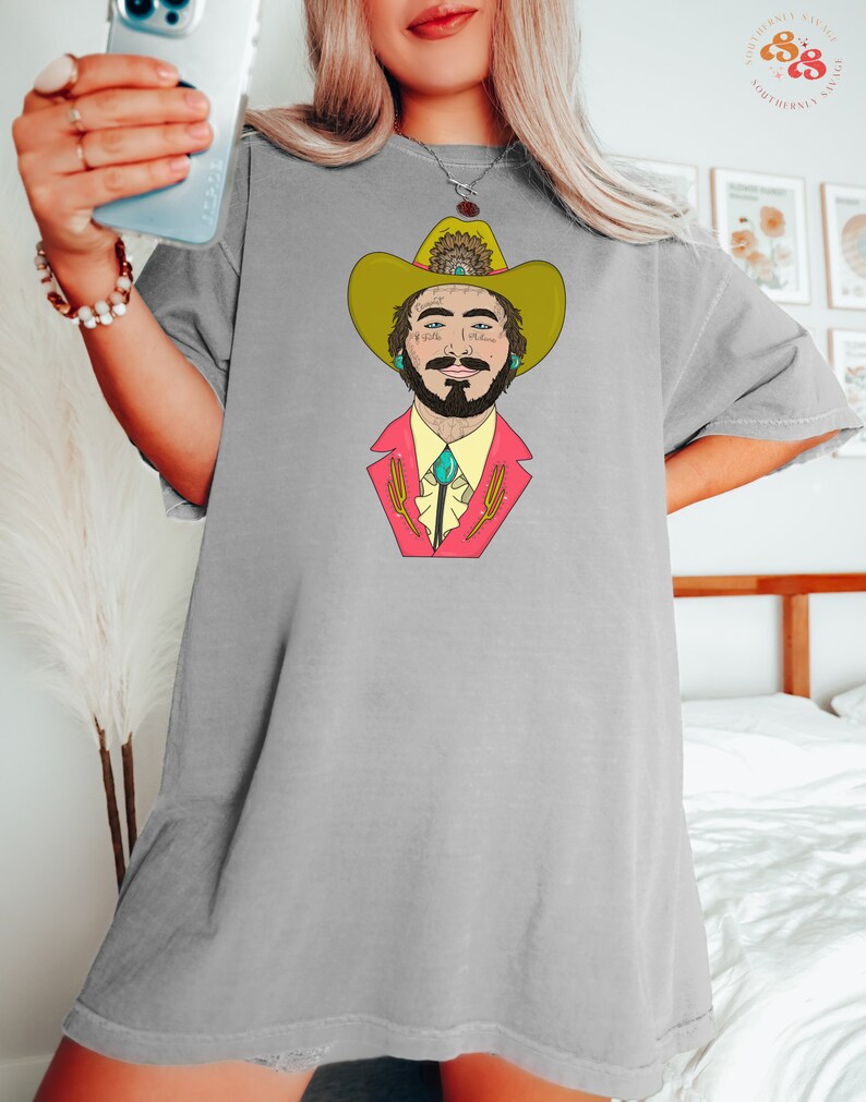 Posty Cowboy, Post Malone Shirt, Western Graphic Tee, Comfort Colors ...