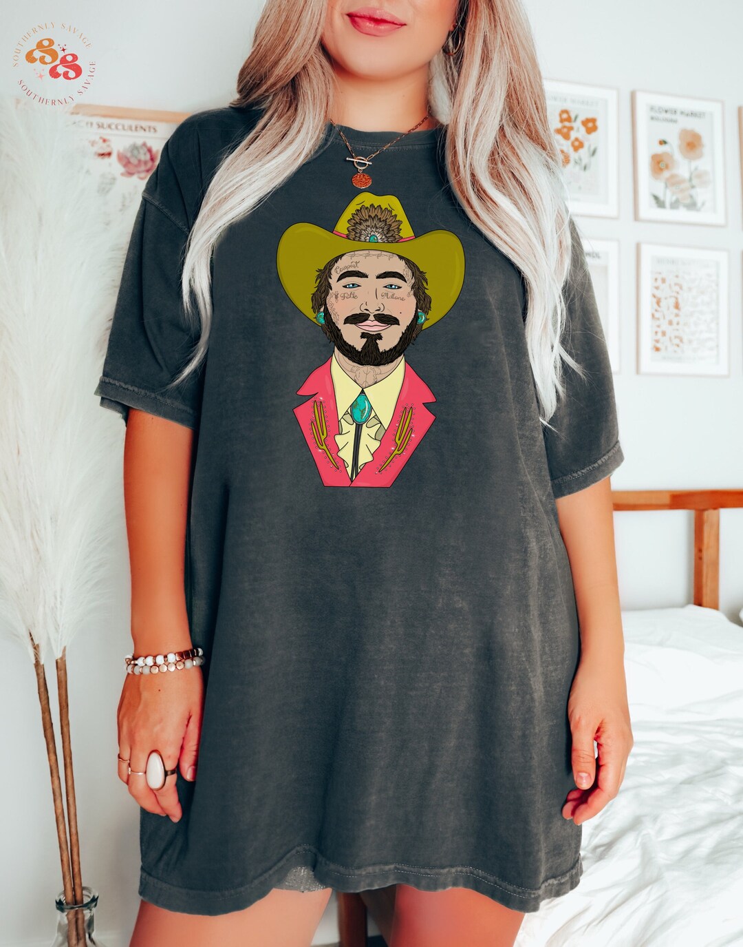 Posty Cowboy, Post Malone Shirt, Western Graphic Tee, Comfort Colors ...