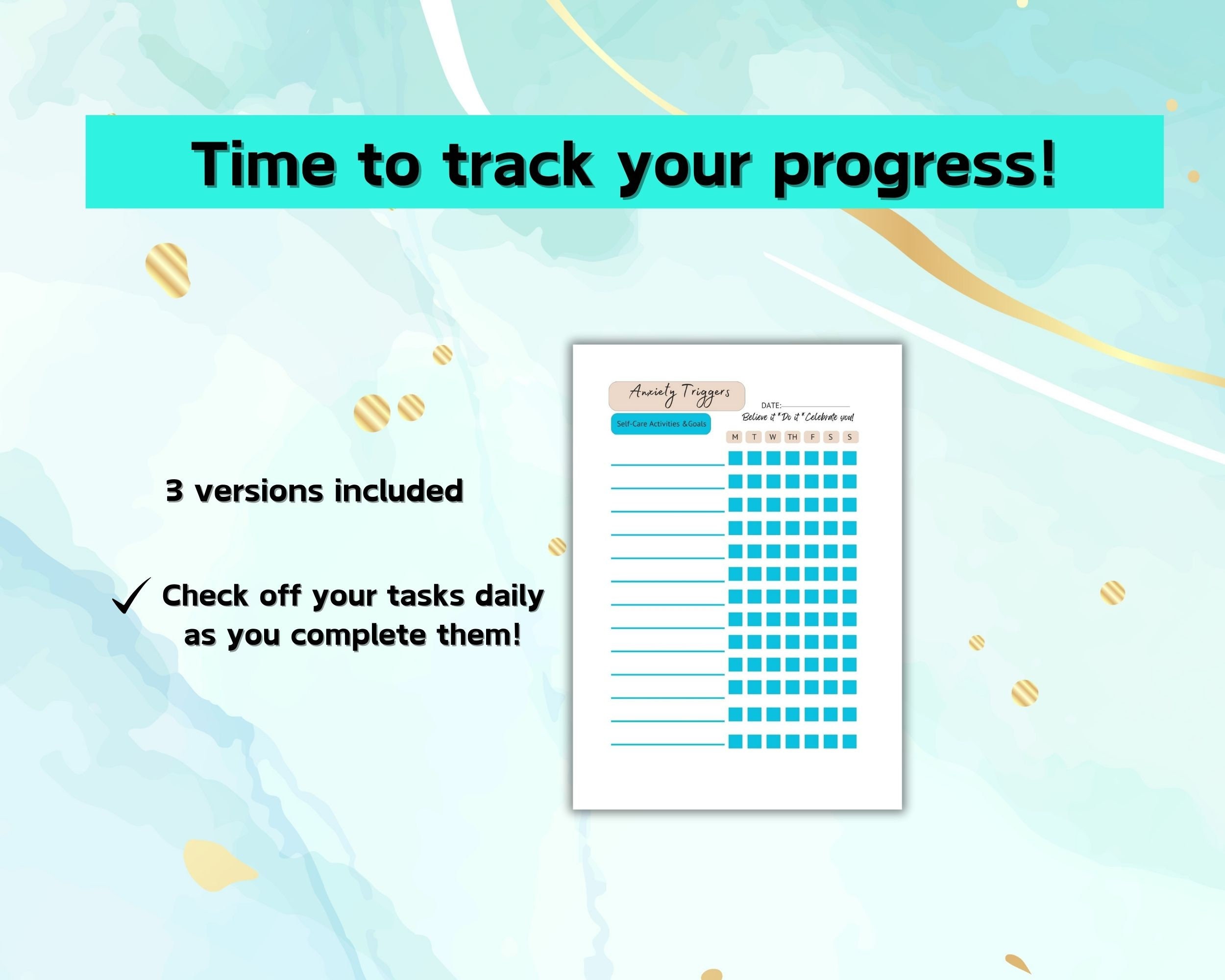 Self-care Planner Checklist for Anxiety, Daily Well-being Checklist ...