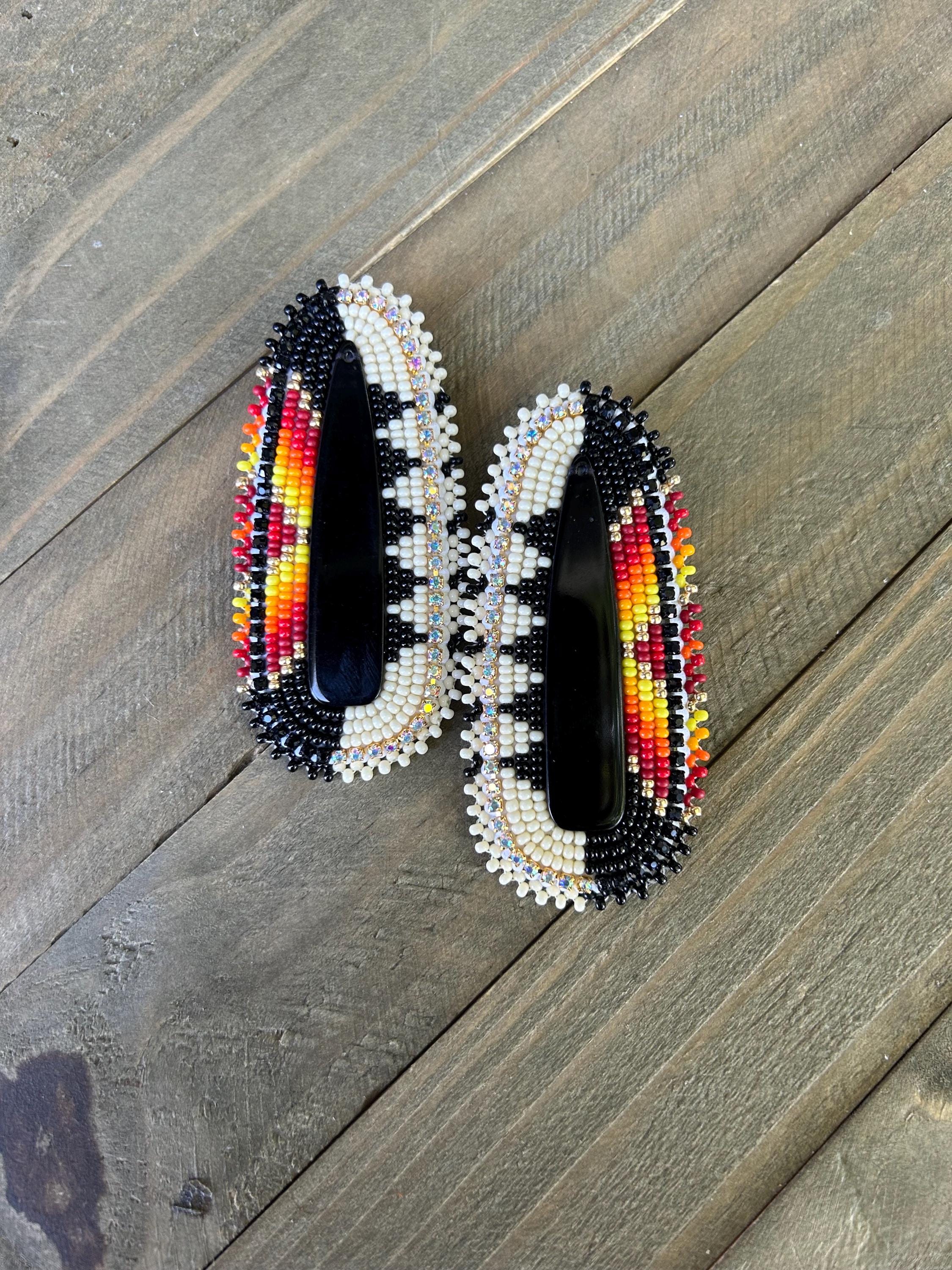 Beaded Fire Color Earrings - Etsy