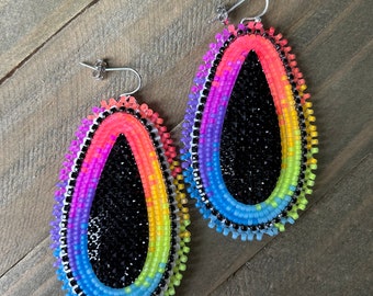 Matte Neon Ombre Native American Beaded Handwoven Jewelry, Indigenous ...