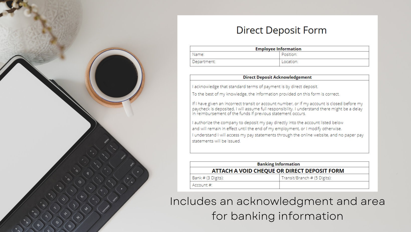 Direct Deposit Form | Digital Download - Etsy