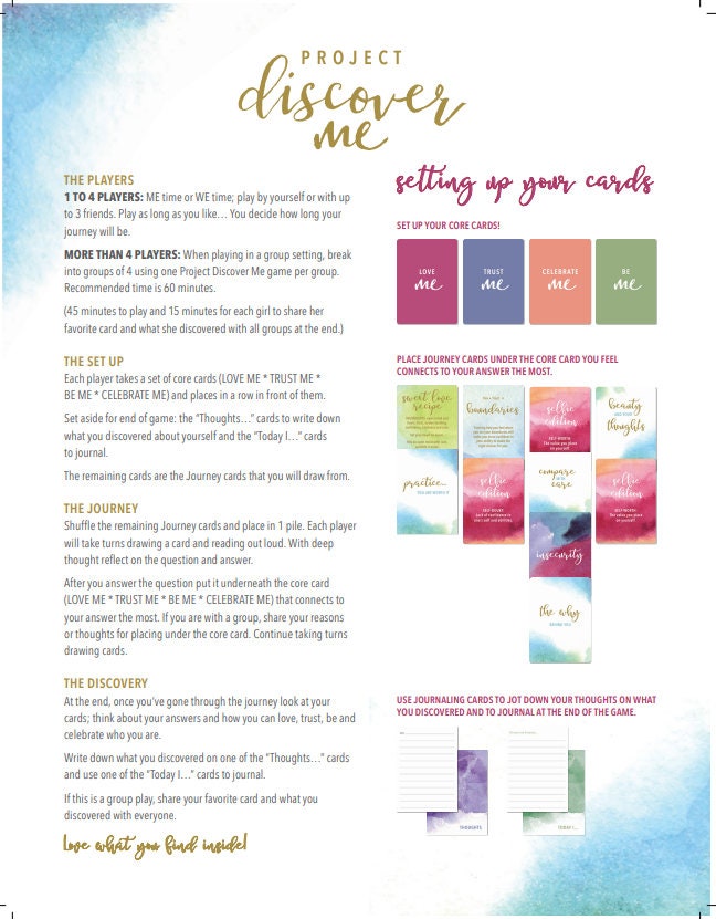 Project Discover Me, Conversation Cards, Empowerment Cards, Therapy ...