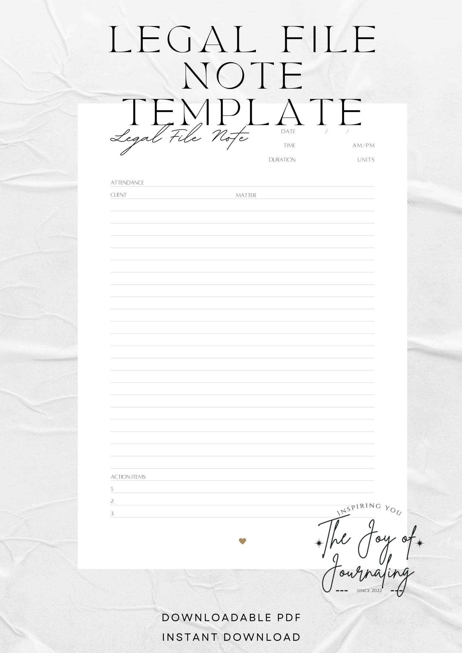Legal File Note Law Client Note Template Meeting Notes Etsy