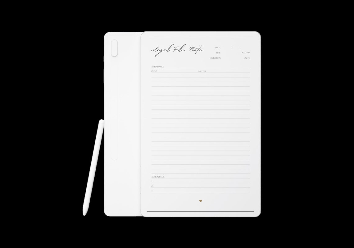 Legal File Note Law Client Note Template Meeting Notes Telephone Note ...