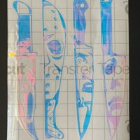 Scary / Horror Movie Knives With Horror Characters Reflections Adhesive ...