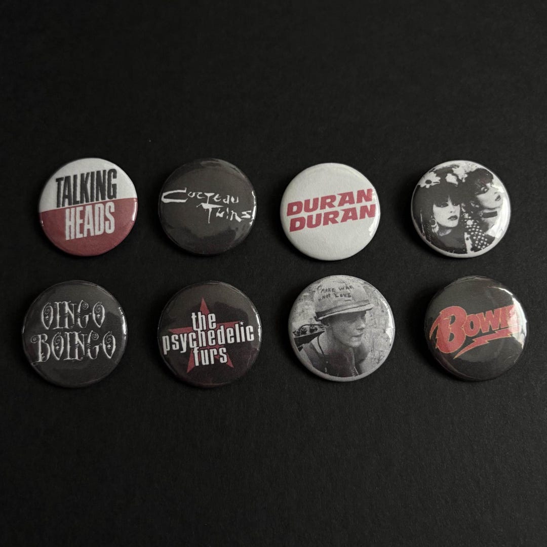 1.25" Misc. 80s Bands Metal Pinback Buttons | Goth, Rock, Grunge, 90s ...