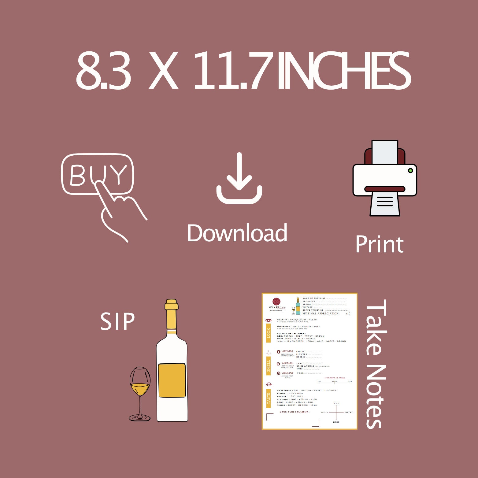 Printable Wine Tasting Sheet / Wine Notes / Wine Tasting Sheet ...