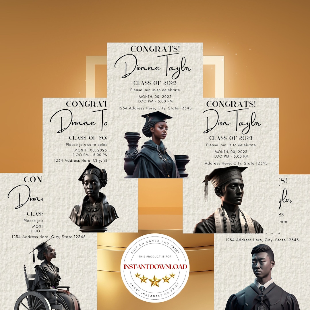 Graduation Invitations, Instant Download, International Invitation ...