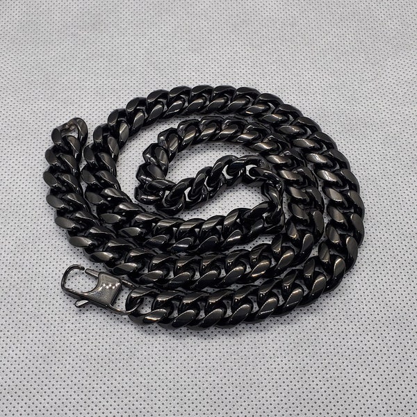 Black Link Cuban Necklace - Etsy