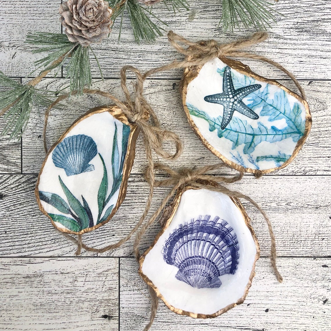Oyster Shell Christmas Ornaments Holiday Decor Hostess Gift - Etsy