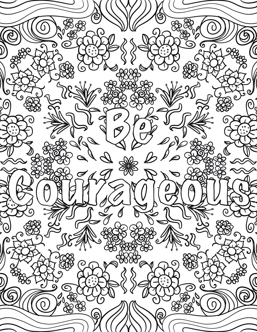 Be Courageous Quote Coloring Page - Etsy