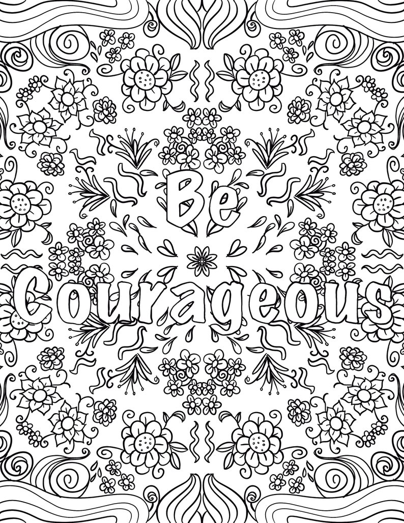 Be Courageous Quote Coloring Page - Etsy