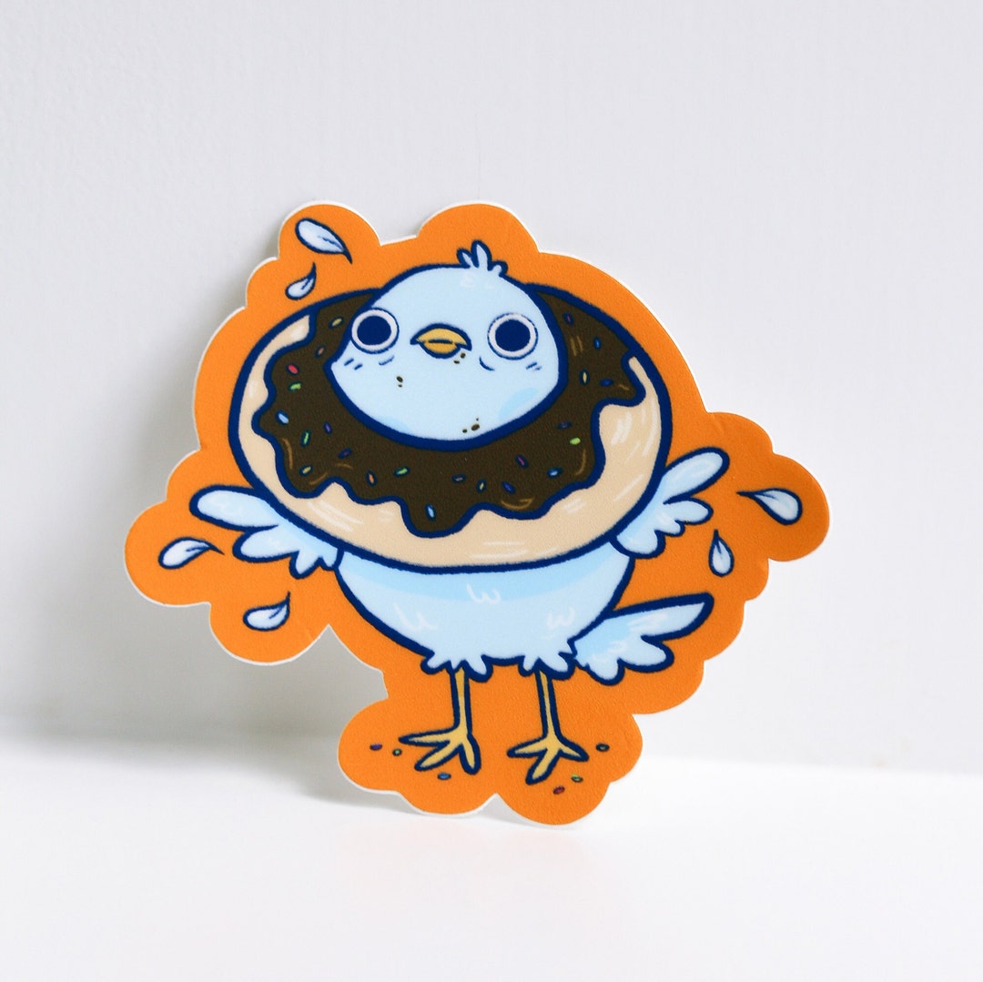 Derpy Bird Donut Vinyl Sticker Silly Vinyl Sticker Colorful Animal ...