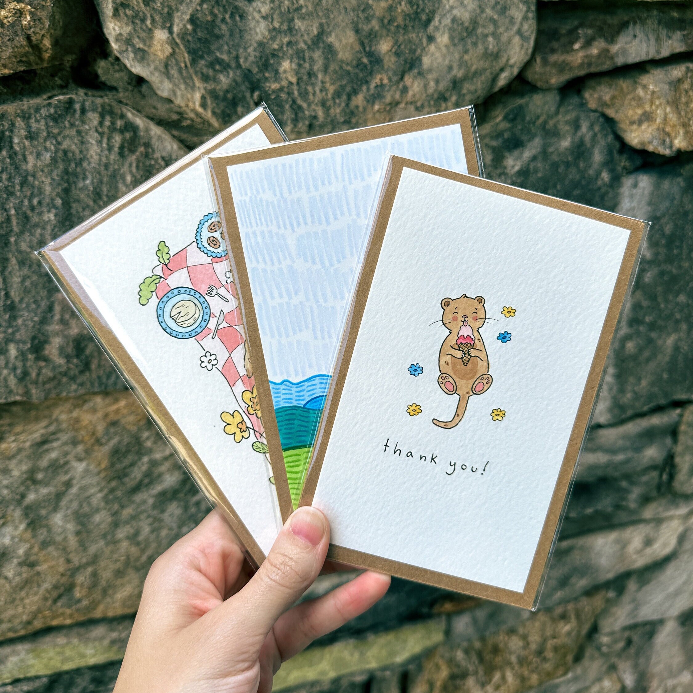 HANDPAINTED: Otter Thank You Card - Etsy
