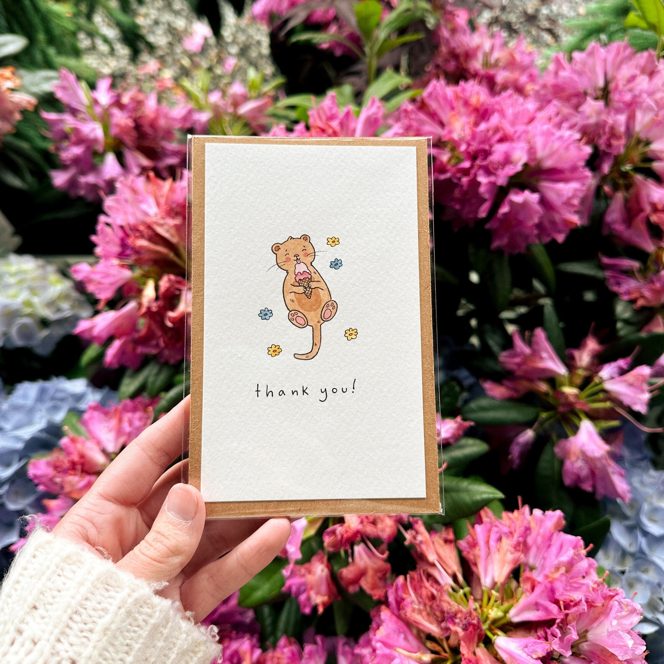 HANDPAINTED: Otter Thank You Card - Etsy