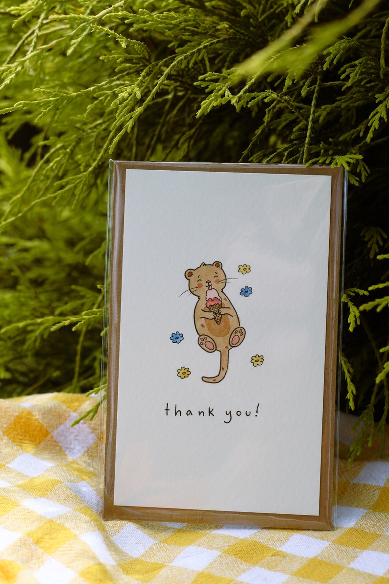 HANDPAINTED: Otter Thank You Card - Etsy