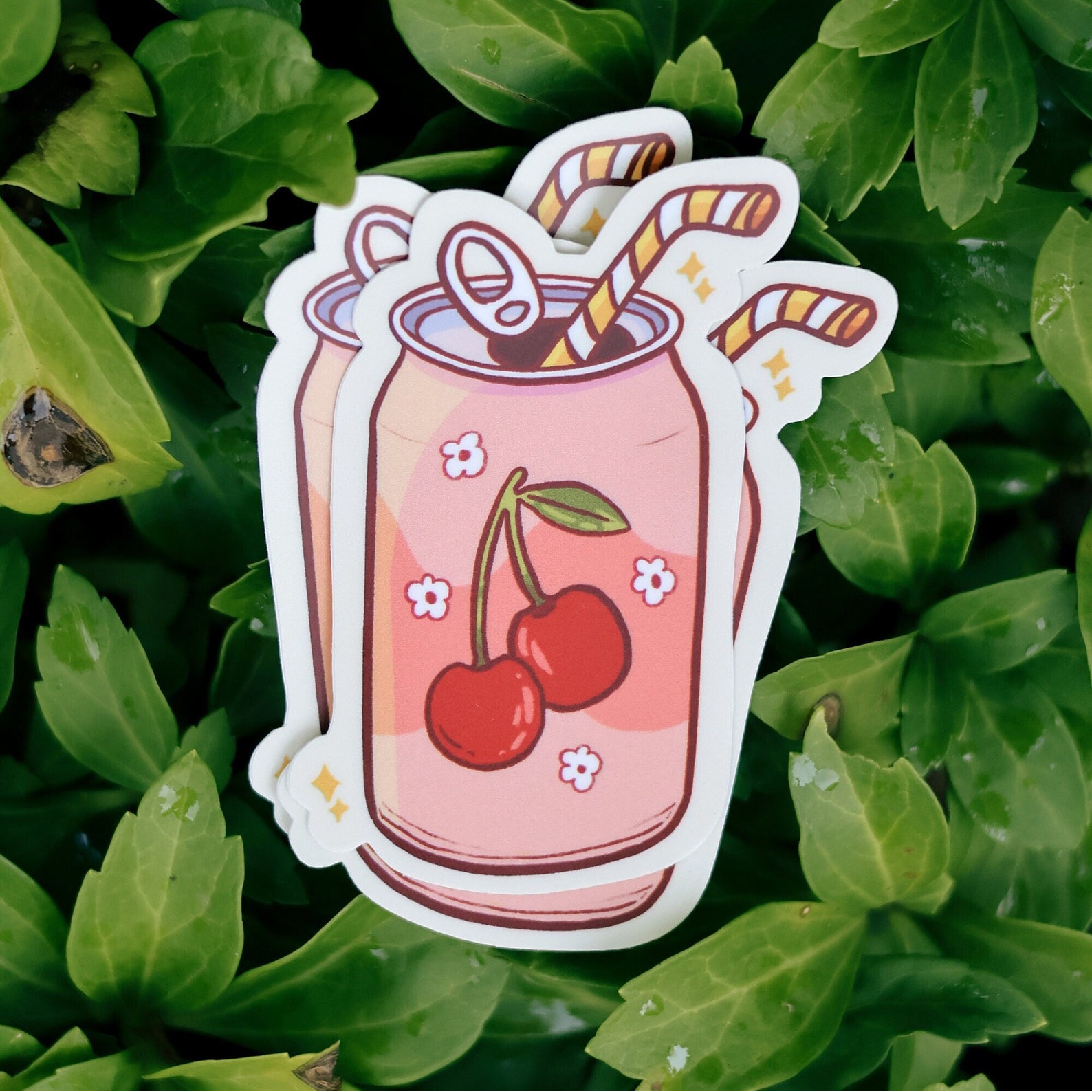 Cherry Soda Vinyl Sticker Soda Pop Sticker Cherry Illustration Simple ...