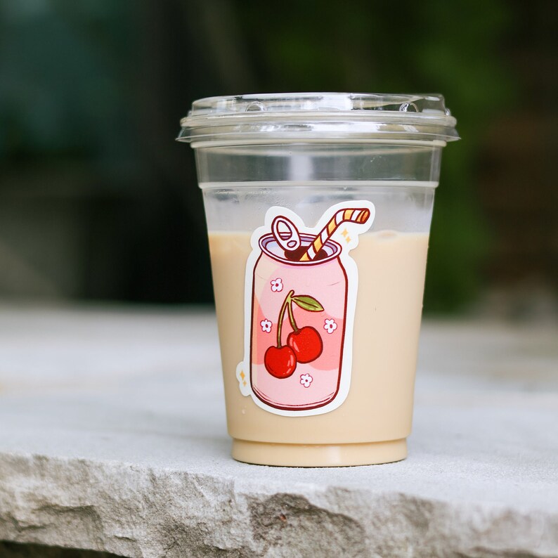 Cherry Soda Vinyl Sticker Soda Pop Sticker Cherry Illustration Simple ...