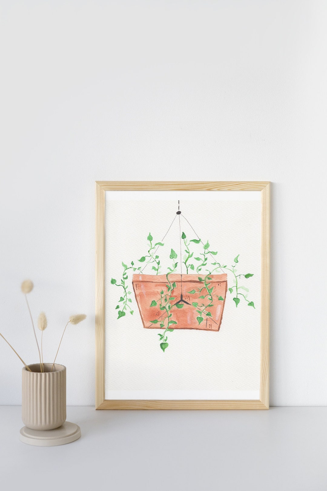 Hangin' Around Watercolor Art Print Hanging Plant Art - Etsy