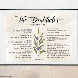 Printable Wall Art - BEATITUDES Matthew 5:3-12 - Bible Verse Wall Art ...