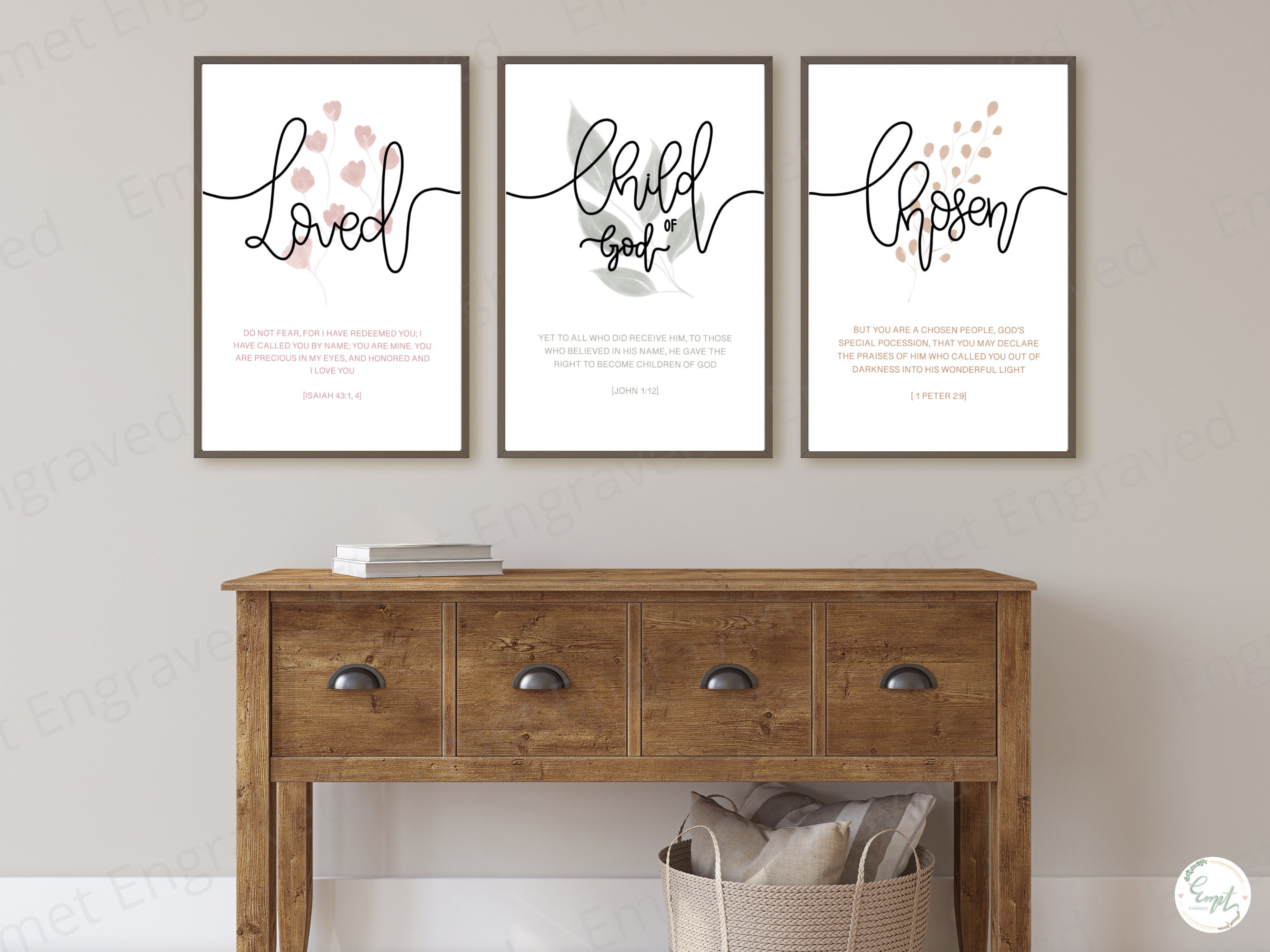 Printable Wall Art - Set of 3 - Bible Verse Wall Art - Loved - Child of ...
