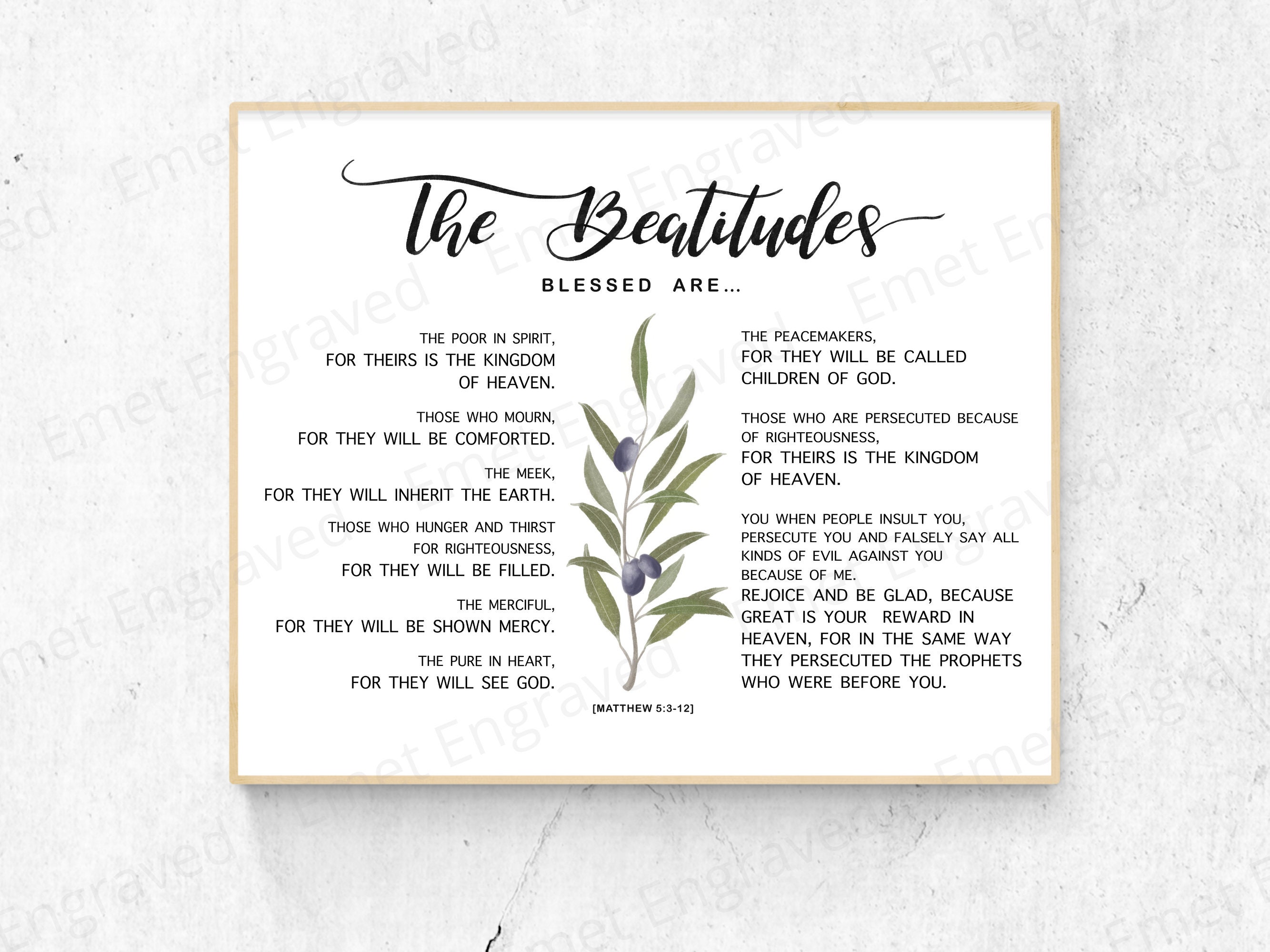 Printable Wall Art - BEATITUDES Matthew 5:3-12 - Bible Verse Wall Art ...