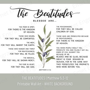 Printable Wall Art - BEATITUDES Matthew 5:3-12 - Bible Verse Wall Art ...