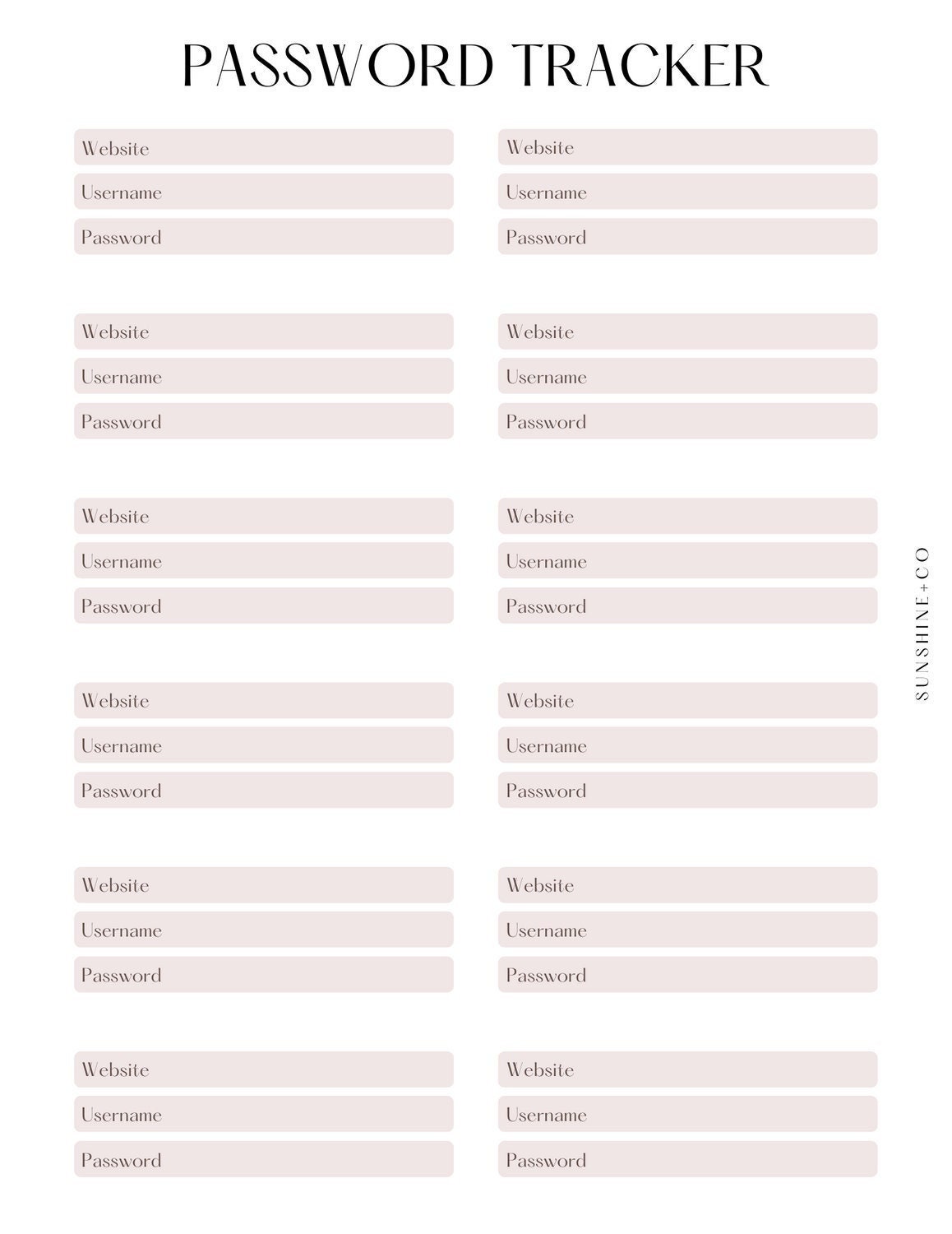 Password Tracker, Minimalist, DIGITAL DOWNLOAD, Printable - Etsy