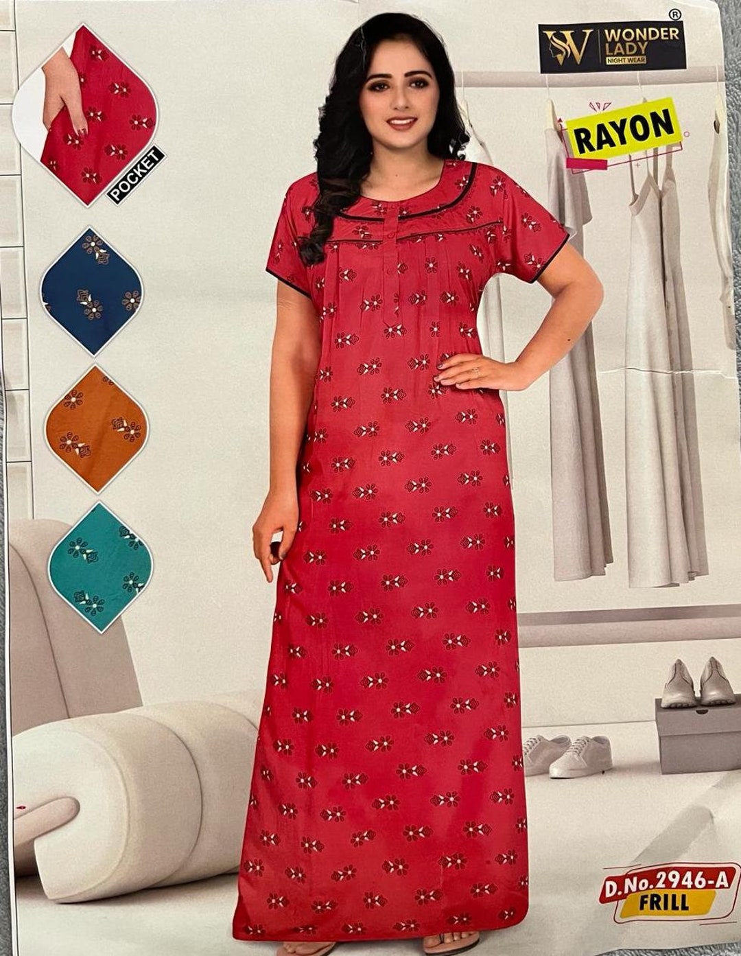 Women Rayon Nighty Gown | Nightwear | Women's Sleepwear | Nighty for ...