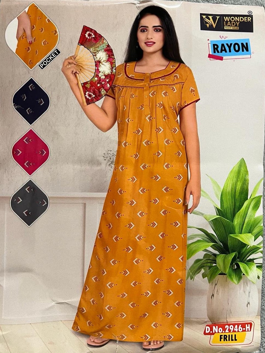 Women Rayon Nighty Gown Nightwear Women's Sleepwear Nighty for Ladies ...