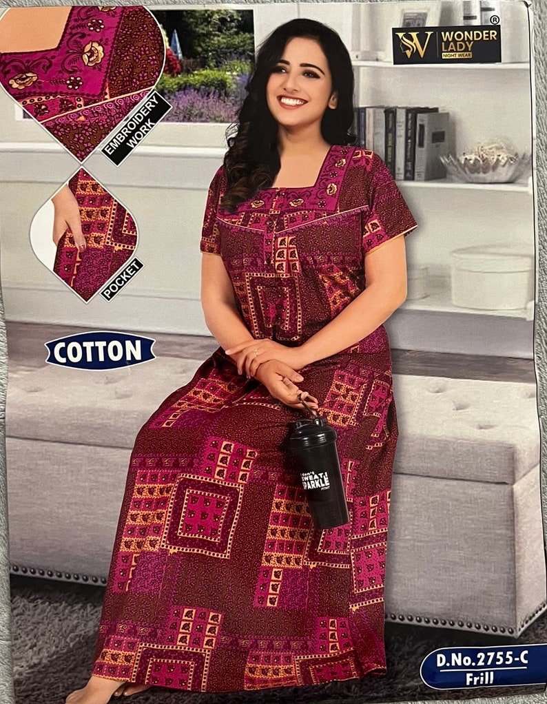 Women Cotton Nighty Gown Nightwear Women's Sleepwear Nighty for Ladies ...