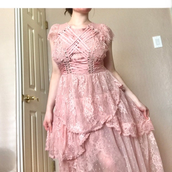 Pink Lace Coquette Dress - Etsy