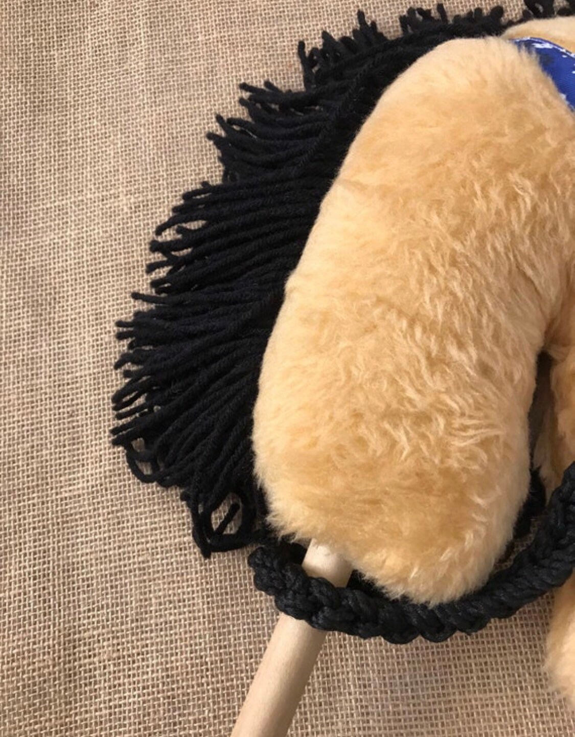 Horse Ride on Stick Toy Kids Wooden Brown Beige Pony With Black Hair ...