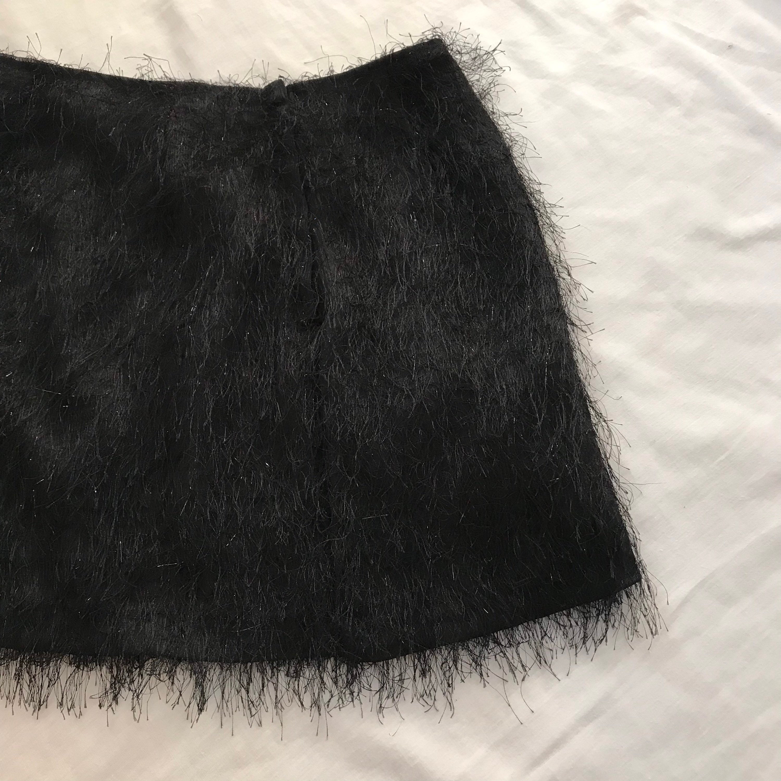 Vintage 1990s Black Sparkly Furry Mini Skirt 90s 2000s Y2K - Etsy