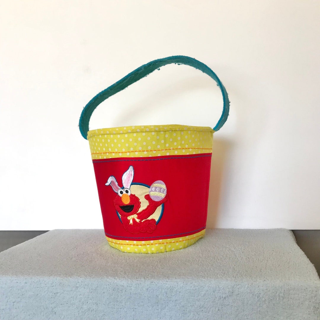 Vintage Elmo Easter Egg Basket Collecting Yellow Cute Adorable Kids ...