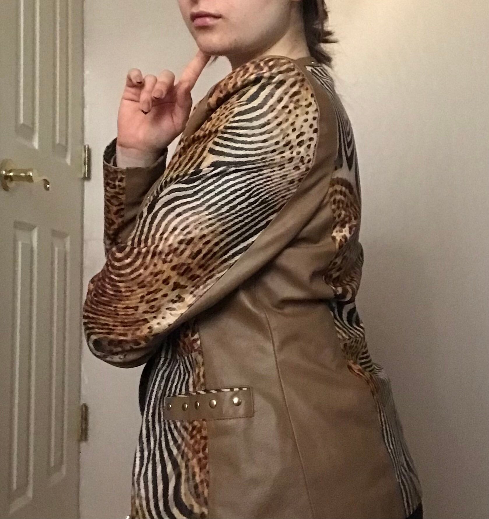 Vintage Real Leather Animal Print Jacket Size Small S Exotic Unique ...